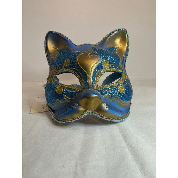 Venican | Accessories | Mask From Venice Cat Blue Gold Luxury Painted ...